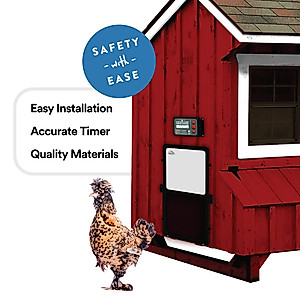 Manna Pro Harris Farms Automated Chicken Coop Door – Auto Door with Built-in Timer and Light - Flock Security System,White