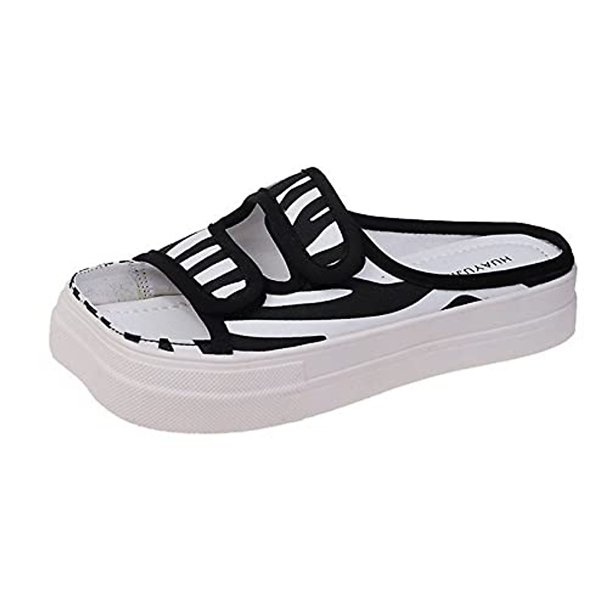 Womens Casual Slide Sandals Low Heeled Comfy Open Toe Slip on Anti Slip Hook and Loop Shoes for Outdoor