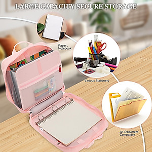 GXaryFulin Zipper Binder with Shoulder Strap & Handle, 3 O-Ring Binder for Office & School Supplies, Pink