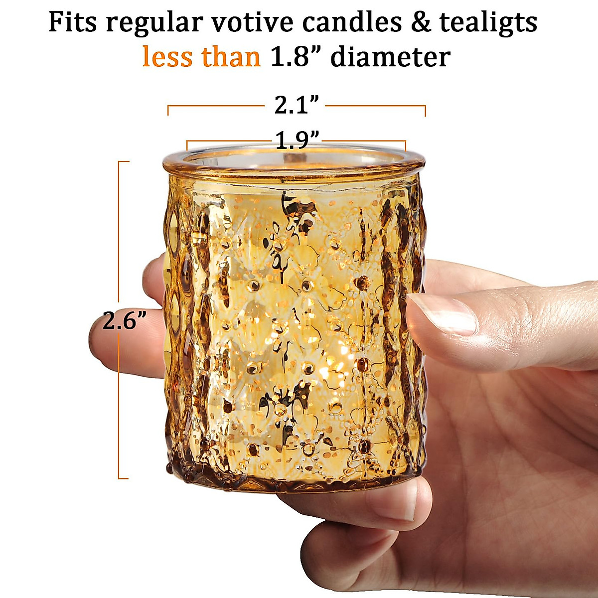 NITIME 12pcs Gold Votive Candle Holders, Gold Candle Holders for Table Centerpiece, Mercury Glass Tealight Candle Holder for Wedding, Home Decor