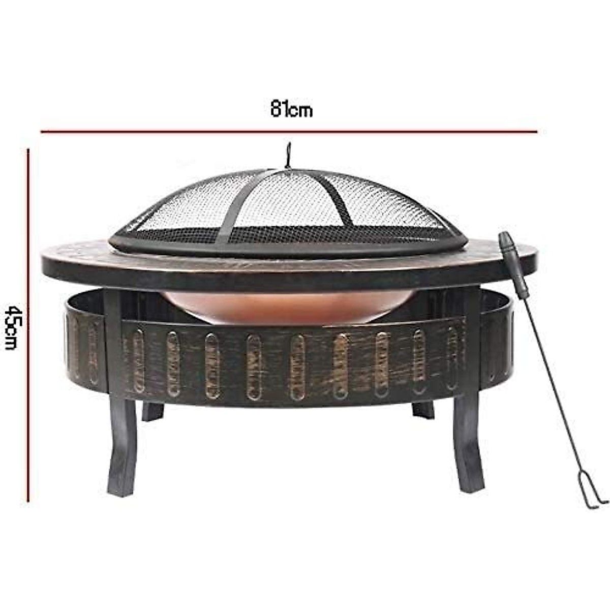 LEAYAN Garden Fire Pit Large Bonfire Wood Burning Patio Coal Grill Firepit for Grill Charcoal Grill with Spark Screen Poker with Cover BBQ Cooking for Camping Backyard Portable Grill Barbecue Rack