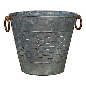CWI Gifts 10.5" Galvanized Metal Olive Bucket