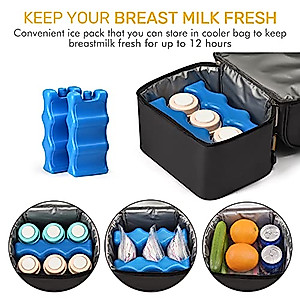 NCVI Breastmilk Cooler Bag with Ice Pack, Insulated Lunch Bag for Women Men, Baby Bottle Bag Fits 6 Bottles for Nursing Mom Daycare, Double Deck Cooling Bag, Work, Picnic (Black)