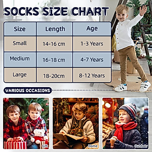 Kids Fuzzy Slipper Grip Socks Boys Girls Non Slip Winter Thick Fluffy Warm Soft Plush Thermal Crew Socks 6 Pairs (4-7 Years, 6 Pairs Stripe)