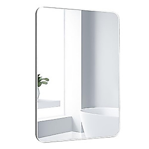 SCWF-GZ 16x24 Square Mirror Full Length Wall Mounted Hanging or Against Wall Metal Frame Dressing Make-up Mirrors for Entryway Bedroom Bathroom Living Room 16 24 inch Silver