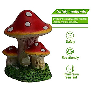 AnRui Mushroom Aquarium Decorations Fish Tank Decor Accessories Resin Landscape Ornament for Small Fish Shrimp Hideout Shelter