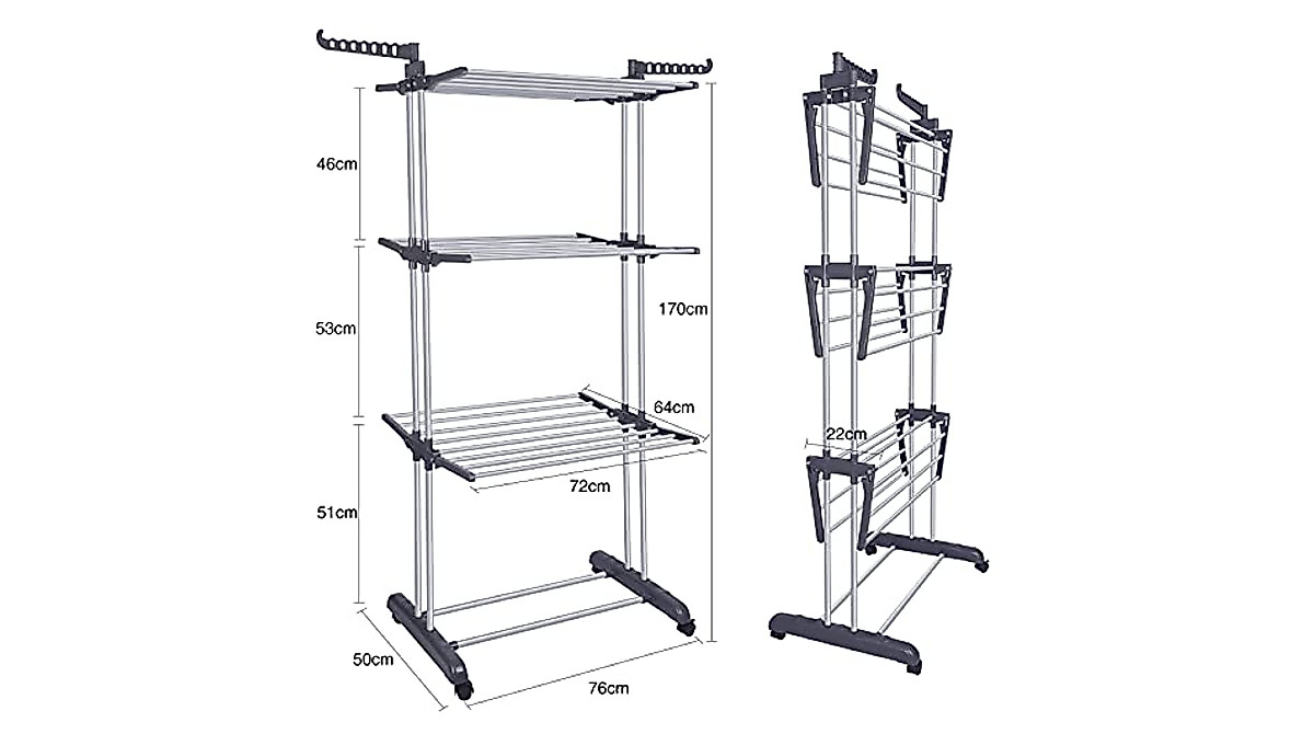 Bigzzia 3-Tier Clothes Drying Rack - Foldable & Durable