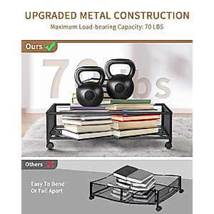 WOMRICH Under Bed Storage Containers with Wheels, Under Bed Shoe Storage, Under the Bed Storage Drawers Bins, Extra Large Under Bed Rolling Storage Organizer for Bedroom, 2 Packs Black