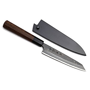 Yoshihiro Aogami Super Blue High Carbon Kurouchi Petty Kiritsuke Utility Knife (6'' (150mm) & Saya)