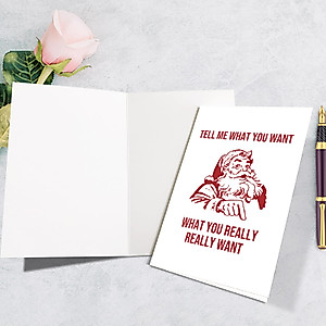 Supoeguk Funny Christmas Card for Men Women, Happy Holiday Card for Friends Family, Cool Santa Card for Him Her, Tell Me What You Really Want