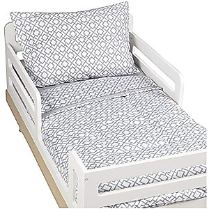 American Baby Company 100% Cotton Percale 4-Piece Toddler Bedding Set, Gray Lattice, for Boys and Girls