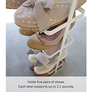 Yamazaki Home Compact Modern Metal Shoe Rack Stee Tall White