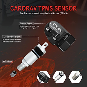 CARORAV TPMS Sensor, 4-Pack Tire Pressure Sensor Replacement for Chrysler Jeep Dodge Ram, 433MHz OE Replaces#56029398AB 68142397AA 68241067AA 68241067AB