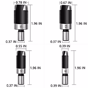 MEIGGTOOL 23pcs Woodworking Chamfer Drilling Tool, 8pcs Wood Plug Cutter Drill, 7pcs Three Pointed Countersink Drill Bit with L-Wrench, 6pcs 1/4" Hex 5 Flute 90 Degree Countersink Drill Bits