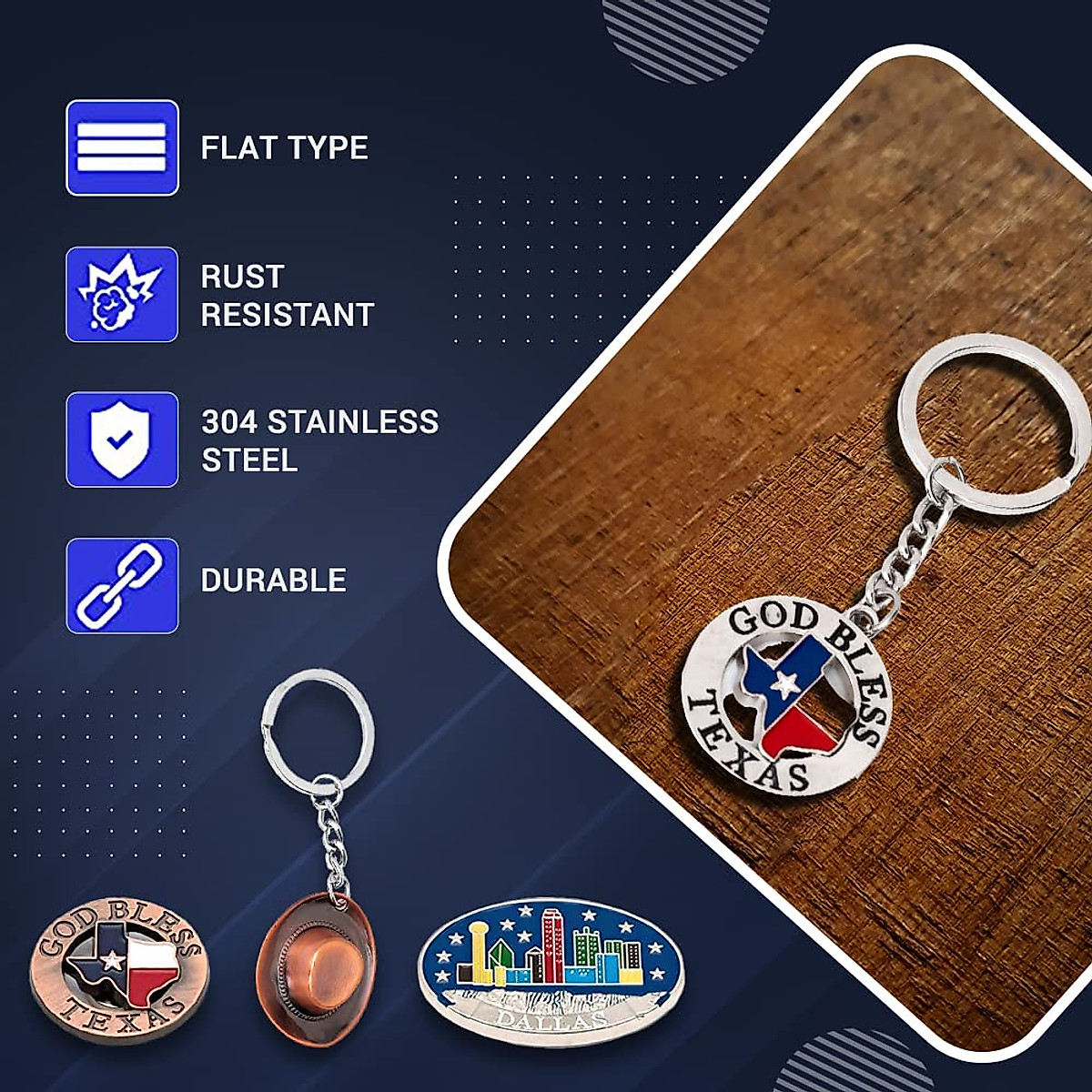 Lamatar1 Texan Charm: 15-Piece Souvenir Magnet & Keychain Set - Hat, Boot, God Bless' Design - Unique Texas Collection