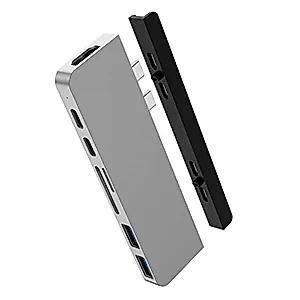Hyper HyperDrive USB C Hub, Duo 7-in-2 USB C Adapter - MacBook Pro Adapter with Magnetic Grip, 4K HDMI, USB-C 40Gbps 100W PD, 3.1 USB-A, MicroSD/SD - Space Gray