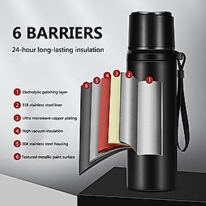 MMLLZEL Thermos Flask Outdoor Stainless Steel Termos Large Capacity Thermo Coffee Mug Cup Water Bottle (Color : D, Size : 1000ml)
