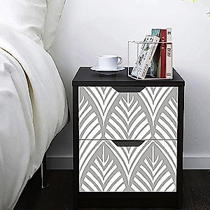 Yun-aeon Modern Silver Leaf Peel and Stick Wallpaper Contact Paper 17.7“ X 120“ Geometric Silver Boho Print Wallpaper Peel and Stick Self Adhesive Wallpaper Removable Wallpaper