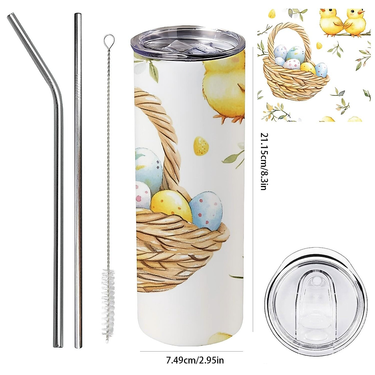 Tumbler with Lid and Straw A Loving Chicken Family Thermos Coffee Travel Mug Cute Cups 20 oz Insulated Tumbler for Daily Holiday Decor Gift Coffee Cup