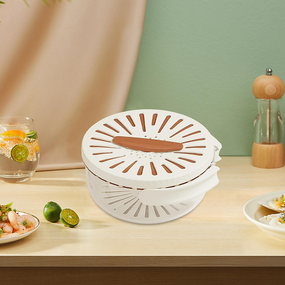 YWJLQH Drain Basket Keeper Container Reusable with Handle Washing Basin Fruits Saver Fruit Drainer Bowl for Strawberry Fruits Grapes, Brown