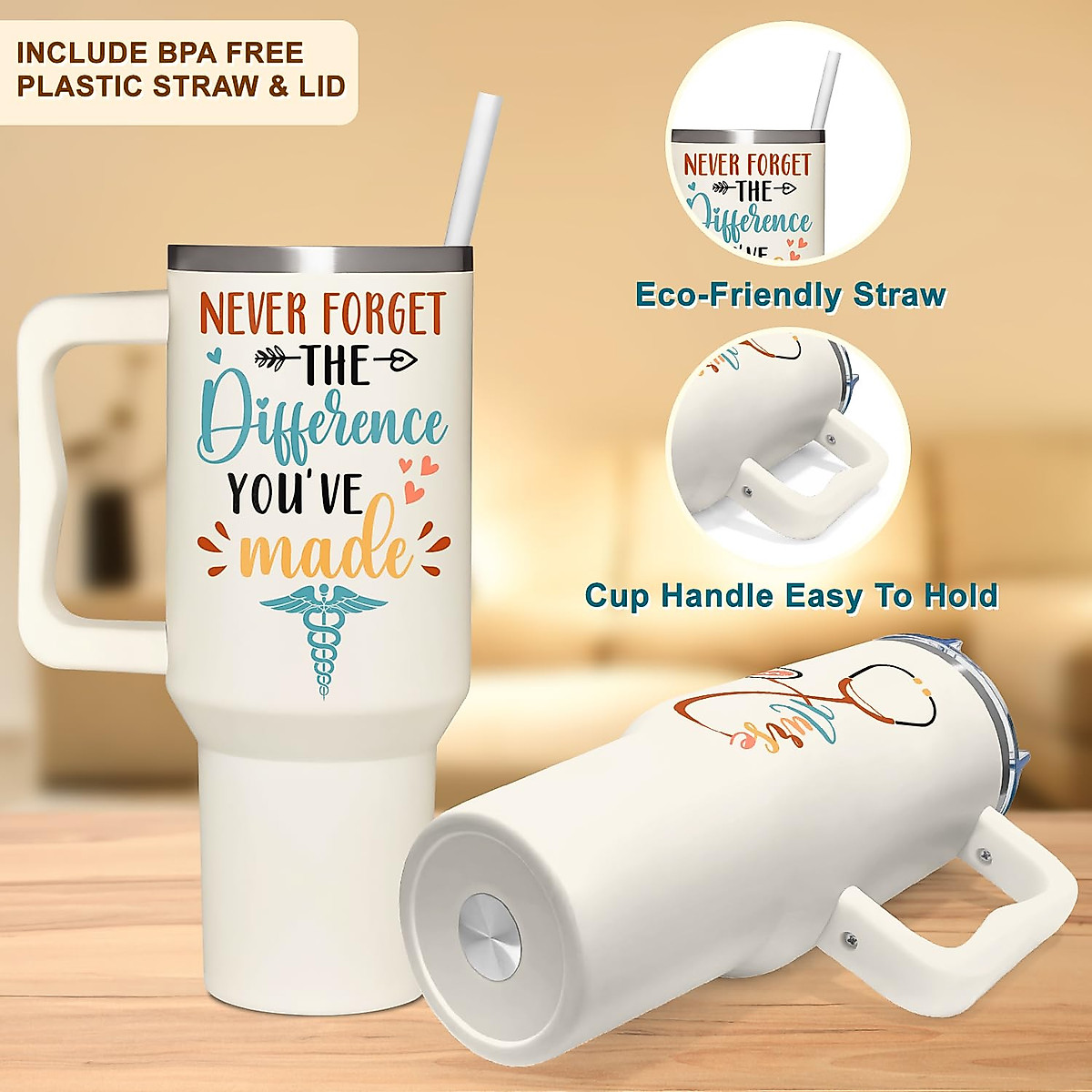 Nurse Gifts for Women - Nurses Week Gifts, Nursing Graduation Gifts - Mothers Day Gifts for Nurses - Birthday Nursing Gifts - Christmas Nurse Practitioner Gifts - New Nurse 40Oz Tumbler With Handle