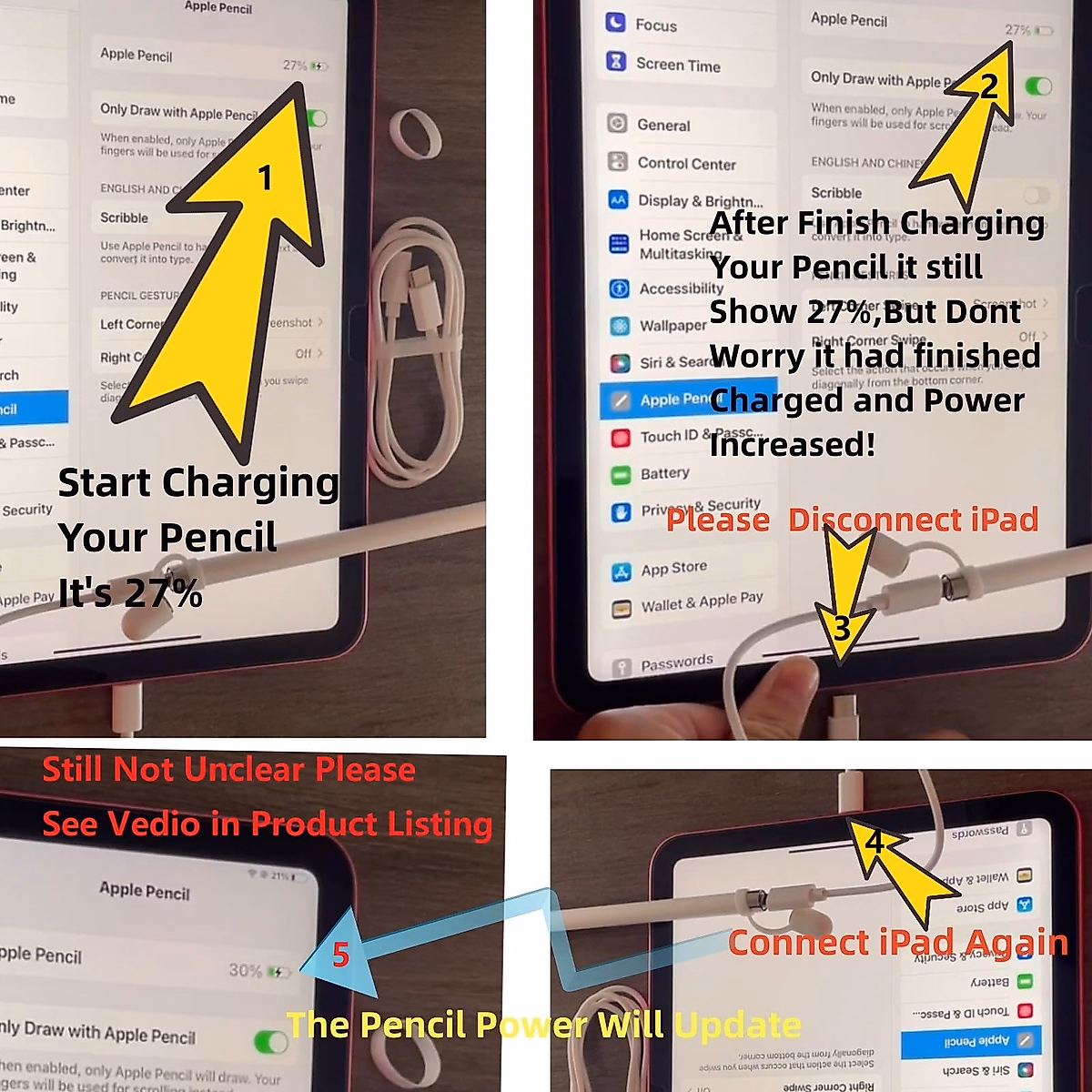 for Apple Pencil Charger,USB-C to Apple Pencil Adapter,3.3FT Apple Pen Charger Compatible with Apple Pencil 1st Generation,iPad 10th gen/Mini/Air/Pro 11/12.9 inch