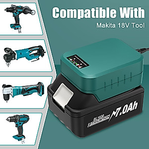 7.0Ah 2Pack BL1815 18V Battery and Charger Compatible with Makita 18V Battery and Charger Combo for Makita 18V LXT Battery and Charger for Makita BL1830 BL1820 BL1850 Lithium-ion Battery and Charger