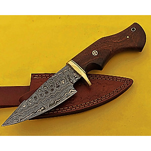 Smart & Sharp Custom Handmade Damascus Steel Hunting Knife / Bowie Knife SS-17373(Rose Wood) (Rose wood)