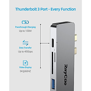 USB C Adapters for MacBook Pro, MacBook Air M1 USB Accessories with 4K HDMI, Thunderbolt 3 Charging Port, 3 USB 3.0, SD/TF Card Reader, MacBook Pro USB Adapter for MacBook Pro/MacBook Air 2020-2016