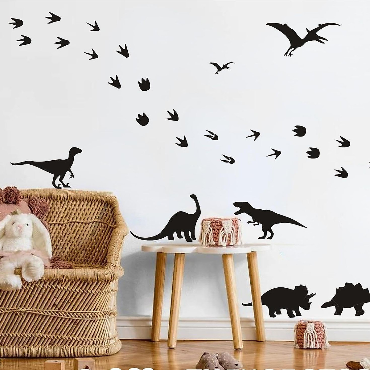 IKEYU Black Dinosaur Wall Stickers Dinosaur Footprints Wall Decor Dino Feet Wall Decals Animals Vinyl Dinosaur Wall Decals for Boys Bedroom Kids Room Nursery