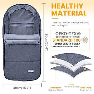 Orzbow Footmuff for Stroller,Christmas Gifts Weatherproof Anti-Kick Universal Toddler Sleeping Bag,Removable Warm Coral Fleece Lined Stroller Bunting Bag Footmuff（Black）