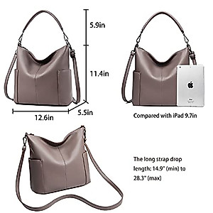 TarsaMult Hobo Bags for Women Soft Faux Leather Shoulder Crossbody Ladies Purses and Handbags Fashion Large Bucket Tote Bag(6073 Khaki)