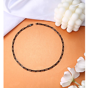 FIBO STEEL 3Pcs 14K Gold Plated Paperclip Chain Necklaces for Women Men Link Chain Necklace with Paperclip 18 Inches