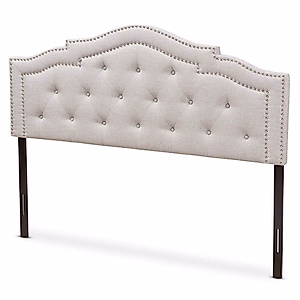 Baxton Studio Edith Modern and Contemporary Greyish Beige Fabric Full Size Headboard Beige/Full//Contemporary/Fabric Polyester 100%"/LVL/Foam