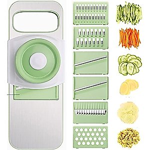 Bugucat Vegetable Chopper, Vegetable Cutter Food Slicer Dicer, 6 Interchangeable Blades Set Veggie Slicer Manual Slicer Kitchen for Garlic, Cabbage, Carrot, Potato, Tomato, Fruit, Salad