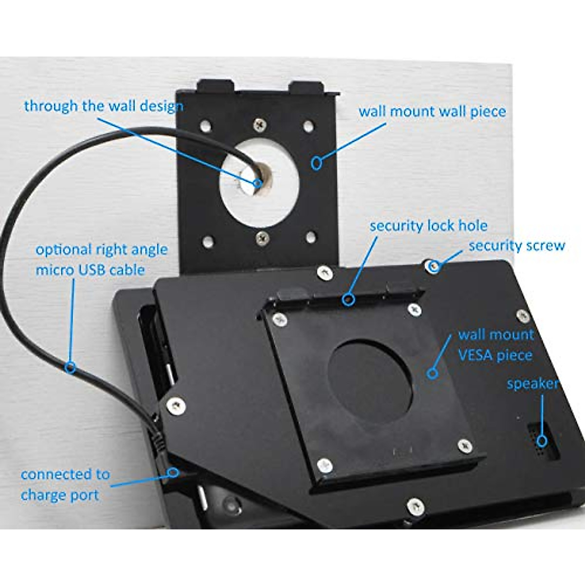 TABcare Security Anti-Theft Acrylic VESA Enclosure for Amazon Fire 7 2022 with Free Wall Mount Kit (Black, Fire 7 2022)