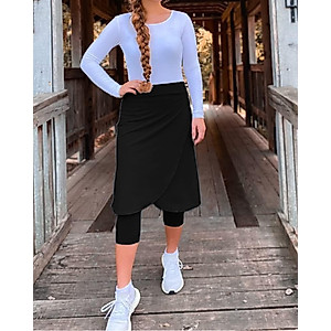 Aurgelmir Knee Length Womens Golf Tennis Skirts with Capri Legging Athletic Running Outdoor Workout Skorts with Pocket
