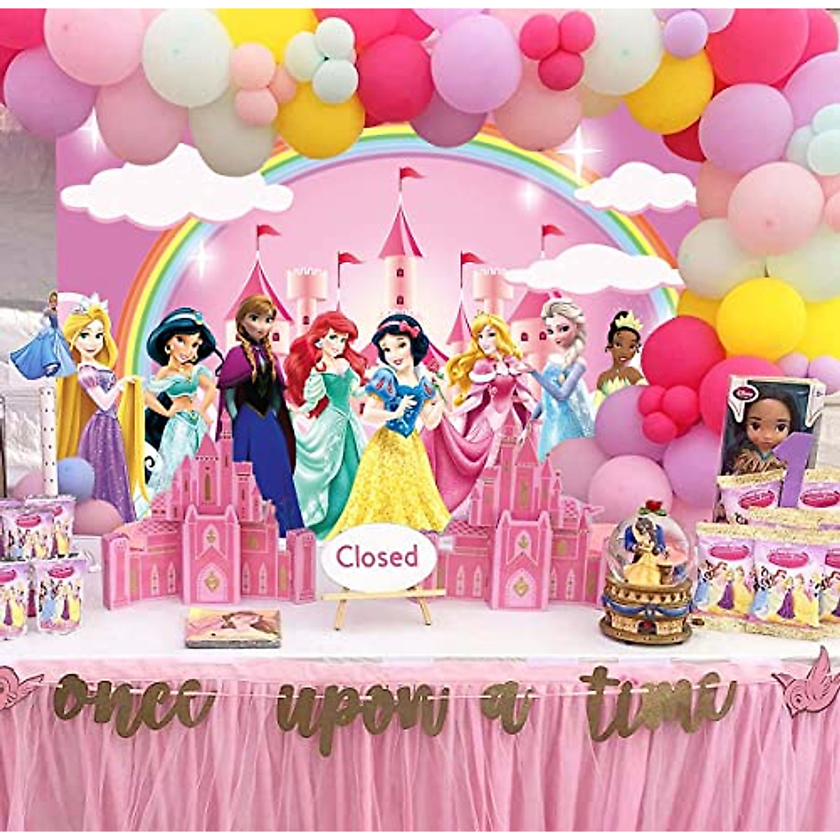 Princess Rainbow Backdrop Dreammy Pink Castle Shining Photography Background Girl Children Baby Shower Birthday Party Decoration Photo Studio Booth Props 7x5FT