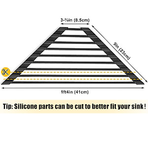 Tomorotec Small Triangle Roll-Up Dish Drying Rack with Silicone Coating Stainless Steel Frame for Sink Corners, Multipurpose Over-The-Sink Kitchen Drainer & Organizer for Space-Saving Storage (Black)