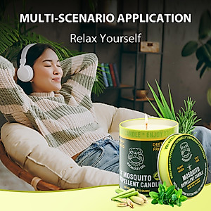 KICKOUTOR Mosquito Repellent Candle 2PCS 9oz Citronella Candles Natural 30 Hours DEET Free Anti Bug Candle Made with Essential Oils Soy Beeswax for Outdoor Patio Camping Picnic Indoor Room