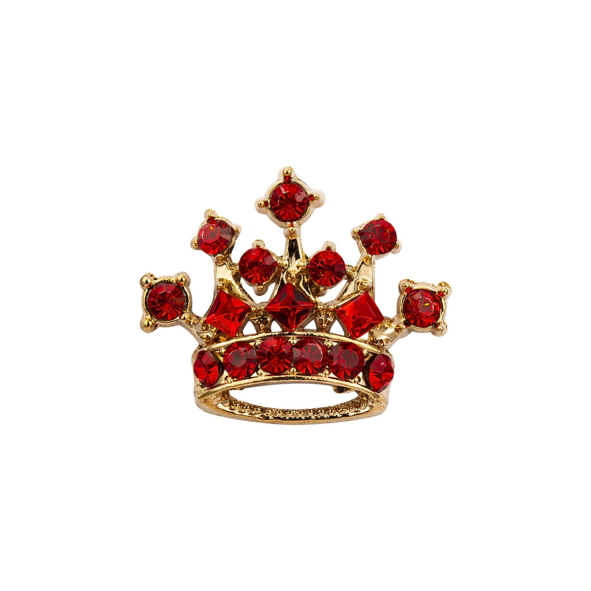 Knighthood Golden Crown with Red Stone Detailing Lapel Pin Brooch Shirt Stud for Men Crystal Brooch Suit Stud Lapel Pin Vintage Rhinestone Wedding Brooch Pin