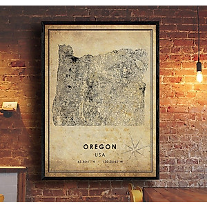 Oregon Vintage Map Print Oregon Map USA State Map Art Oregon City Road Map Poster Vintage Gift Map