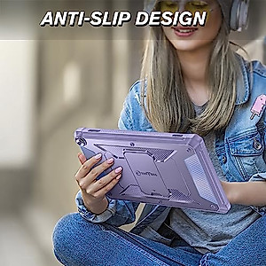 Fintie Case for Amazon Fire Max 11 (13th Generation, 2023 Release), [Tuatara] Rugged Unibody Hybrid Kickstand Cover with Built-in Screen Protector, Lilac Purple