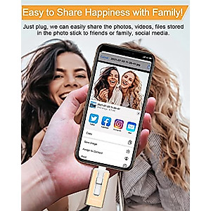 Sunany USB Flash Drive 256 GB for Phone and Pad, High Speed External Thumb Drives USB Memory Storage Photo Stick for Save More Photos and Videos (Gold)
