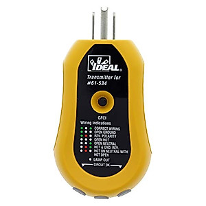 IDEAL INDUSTRIES INC. 61-534 Digital Circuit Breaker Finder with Digital Receiver and GFCI Circuit Tester,Yellow