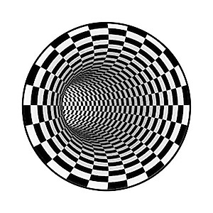 3D Visual Illusion Area Rug, 3D Carpet Bottomless Hole Optical Illusion Area Rug Printed Carpet, Black White Geometric Floor Rugs Mat, for Living Home Bedroom Dining Room Decor(Size:100x100cm)