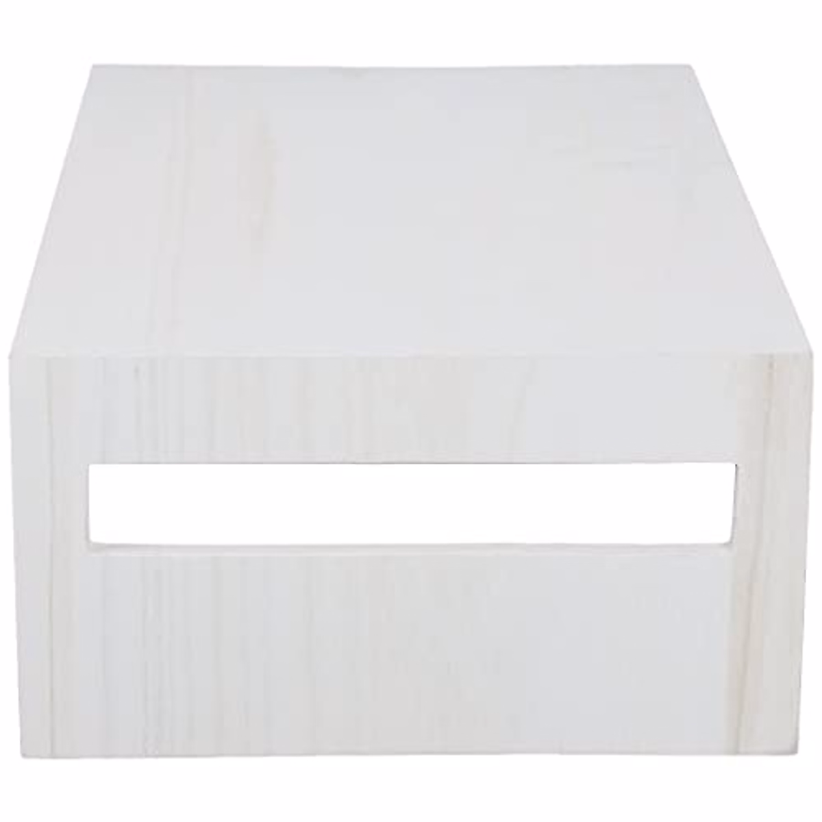 iDesign Renewable Paulownia Wood Collection Large Shelf Riser with Handles, 16" x 10.5" x 5.1", White Wash