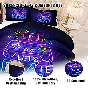 NINENINE Gaming Comforter Sets for Boys Full Size Bedding,Gamer Comforter for Kids Adult, Video Game Controller Bed Set with 1 Comforter 2 Pillowcases