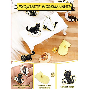 10 Pieces Cat Pins Cute Brooch Pin Set Kawaii Cat Backpack Pin Black Cat Book Brooch Gothic Aesthetic Cat Buttons for Backpacks Clothing Bags Lapel Jackets for Women Men DIY Presents