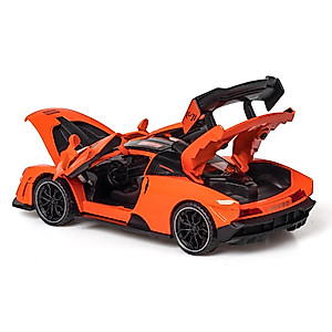 Alloy Collectible Orange McLaren Senna Toy Car Model Pull Back Vehicle DieCast with Lights and Sound